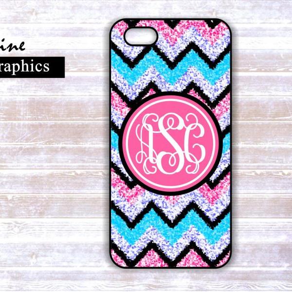Monogrammed Iphone 4/4s Case - Pink Anchor, Navy Stripes - Personalized ...